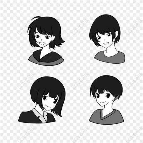 귀여운 일러스트 소녀 무색 캐릭터 아바타 화신 머리스타일 Png 일러스트 무료 다운로드 Lovepik