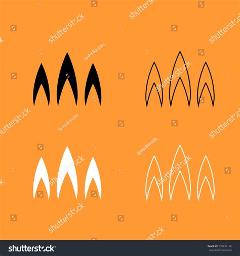 Flame Fire Black White Set Icon Stock Vector Royalty Free 739254136