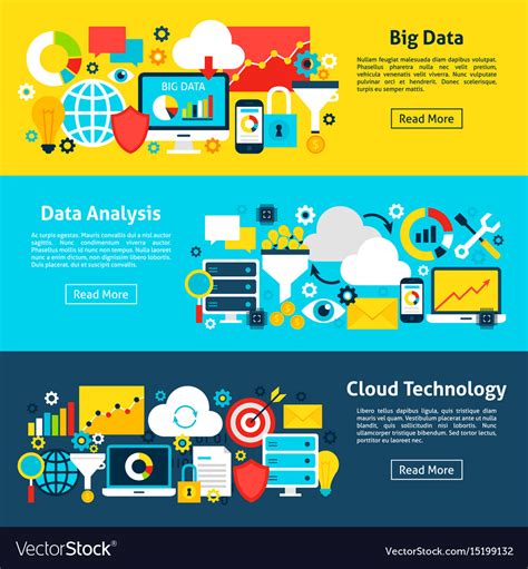 Data Analytics Horizontal Banners Royalty Free Vector Image