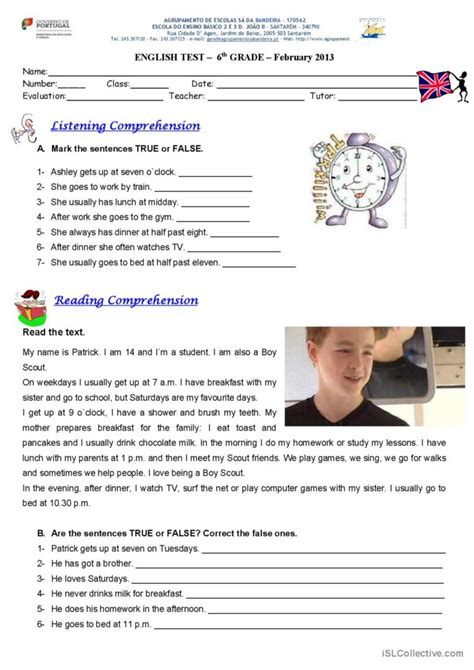 Reading Comprehension Daily Routine Pdf Printable