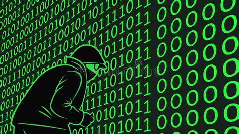Hacker In Binary Code Cyber Security And Tech Vector Design