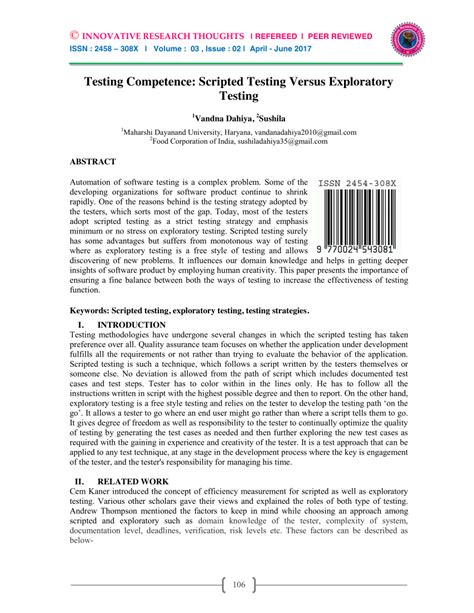 Pdf Testing Competence Scripted Testing Versus Exploratory Testing