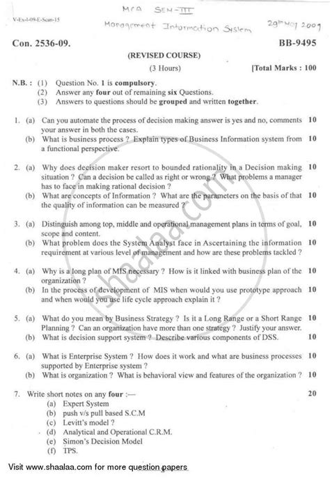 management information system 2008 2009 master of computer applications