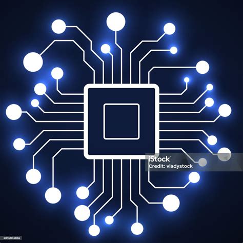 Cpu Microprocessor Isolated On White Background Microchip Circuit Board