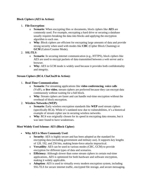 Block Ciphers Vs Stream Ciphers Pdf Encryption Transport Layer Security