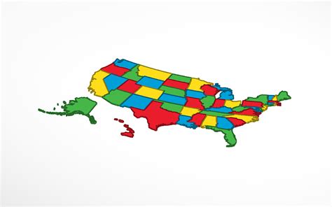 3d Design Us States Map Tinkercad