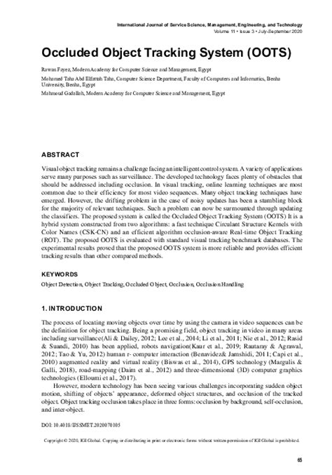 Pdf Occluded Object Tracking System Oots