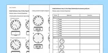 Zapisywanie godziny Test Matematyka Szkoła Podstawowa po polsku