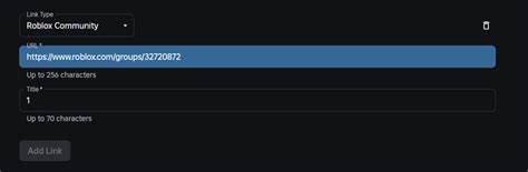unable to attach a roblox community link to group socials roblox