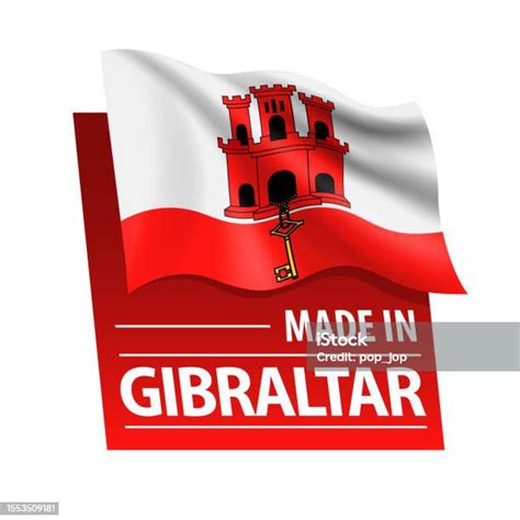 Made In Gibraltar 벡터 그림 지브롤터의 국기와 흰색 뒷면에 분리된 텍스트 3차원 형태에 대한 스톡 벡터 아트 및