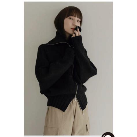 Louren☆zip Up Turtleneck Knit ブラック メルカリ