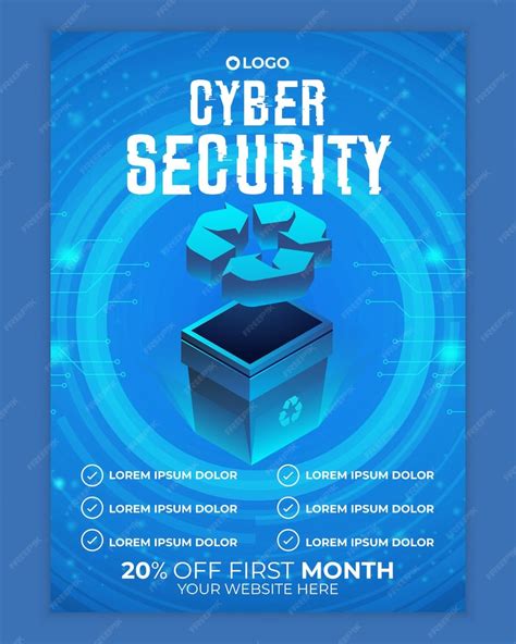사이버 보안 인식 포스터 또는 플라이어 템플릿 프리미엄 벡터