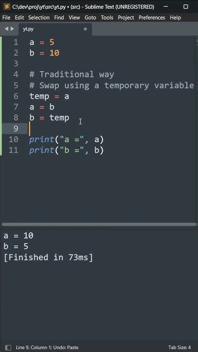 Python Tip Swap Two Variables Without A Temp Variable