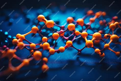 Premium Photo Abstract Molecule Structure On Dark Blue Color Background