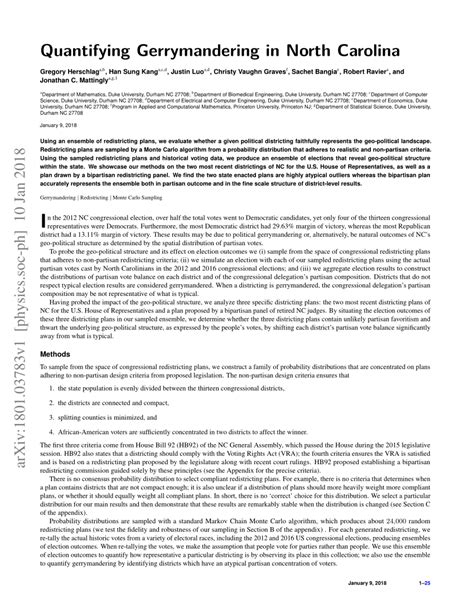 Pdf Quantifying Gerrymandering In North Carolina