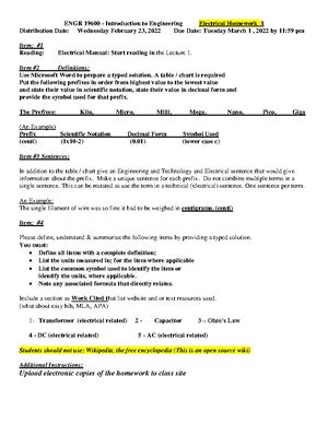 Engr Electrical Homework 3 ENGR 196 Introduction To Engineering Electrical Homework3 Part B