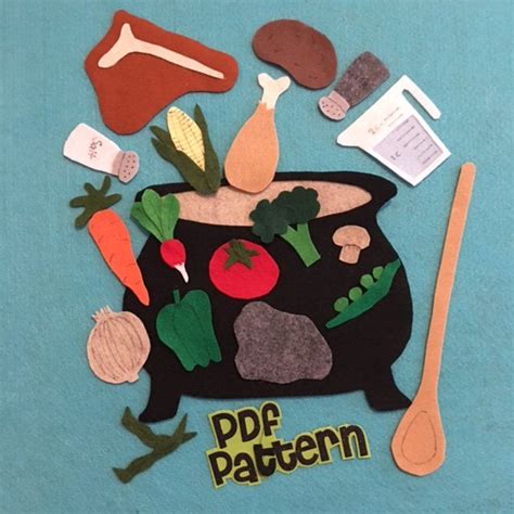 Stone Soup Hand Drawn Felt Pattern Use To Teach Sharing And