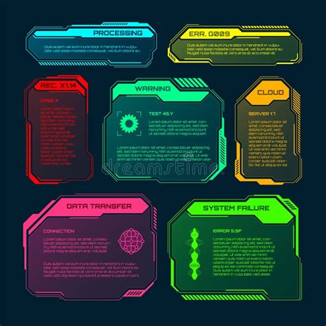 Futuristic Hud Or Ui Elements Sci Fi User Interface Text Boxes Callouts Stock Vector