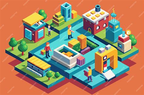 Colorful Isometric Illustration Showcases People Engaging With Various Urban Structures And