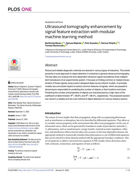 Pdf Ultrasound Tomography Enhancement By Signal Feature Extraction With Modular Machine