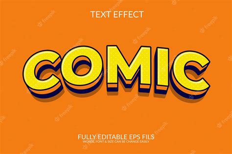 Comic 3d полностью редактируемый векторный текстовый эффект Eps