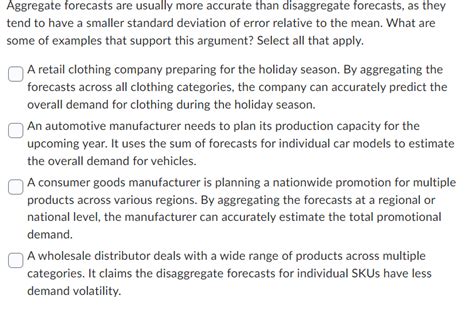 Solved Aggregate Forecasts Are Usually More Accurate Than