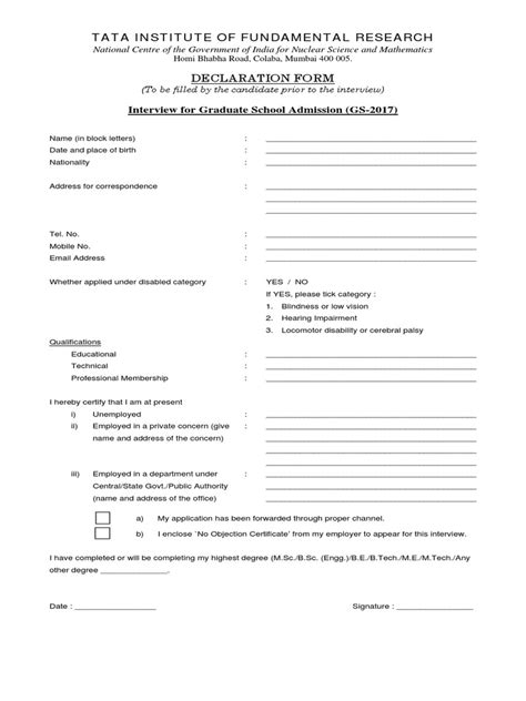 Declaration Form Dbs Phd 2 Pdf Career And Growth