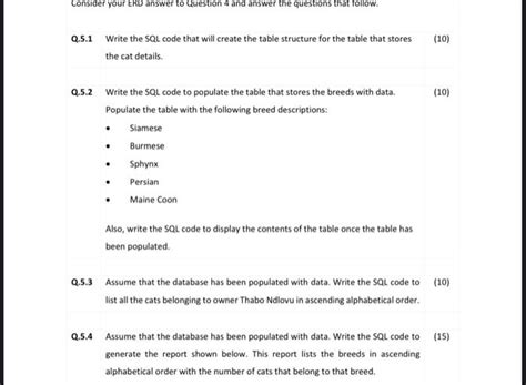 Solved Q Write The SQL Code That Will Create The Table Chegg