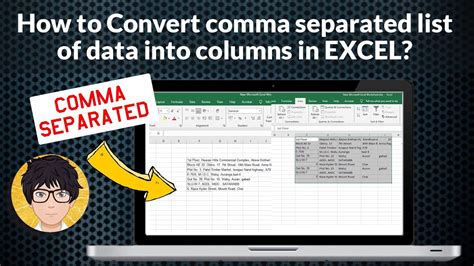 How To Convert Comma Separated List Of Data Into Columns In Excel Youtube
