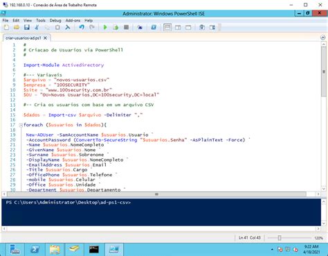 github 100security ad ps1 csv criar usuários via powershell com csv