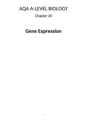 A Level Aqa Biology Control Of Gene Expression Workbook Teaching Resources