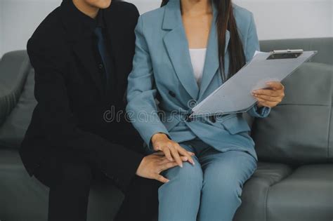 Sexsual Harassment In Workplace Unhappy Female Employee Looking At Hand Of Boss Touch At Her