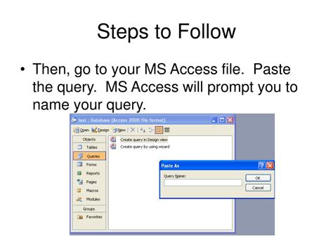 Ppt Guidelines For Extracting Data From Ms Access File Powerpoint