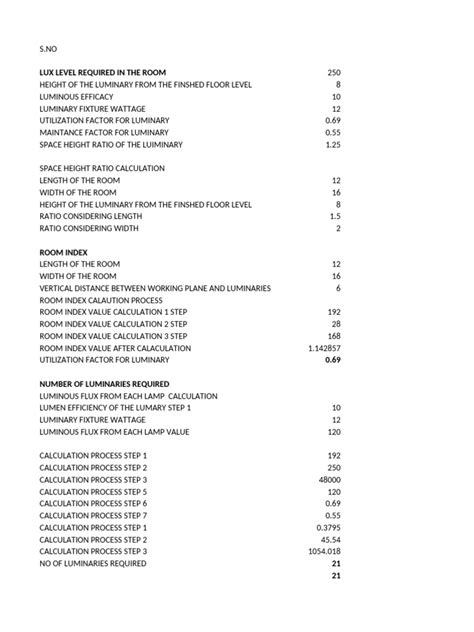 Lighting Calculation Pdf Lighting Interior Design