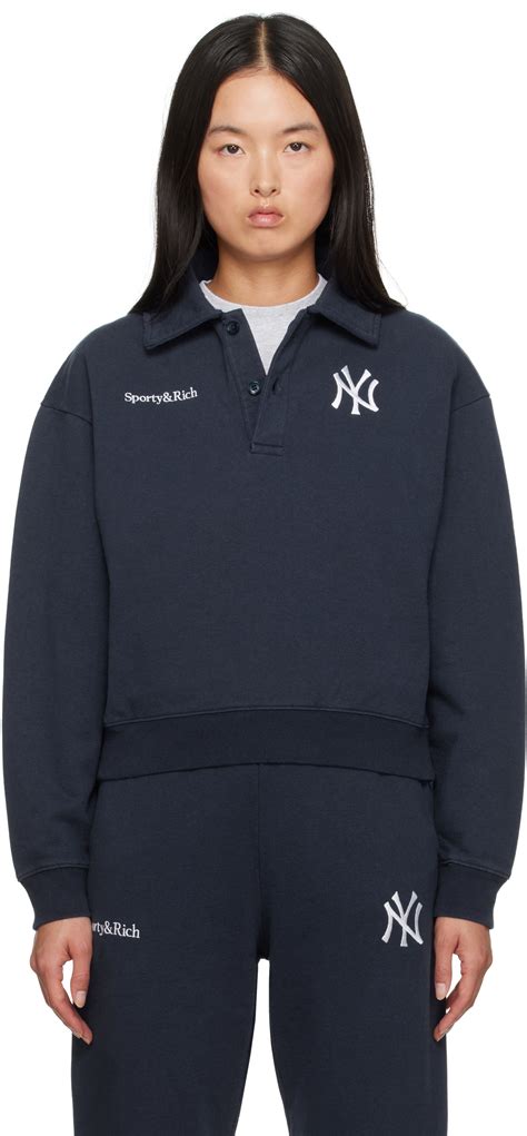 Sporty And Rich Navy 47 Edition Yankees Serif Polo Sporty And Rich