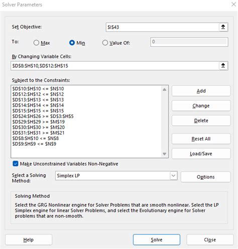 Linear Programming Excel Solver Template