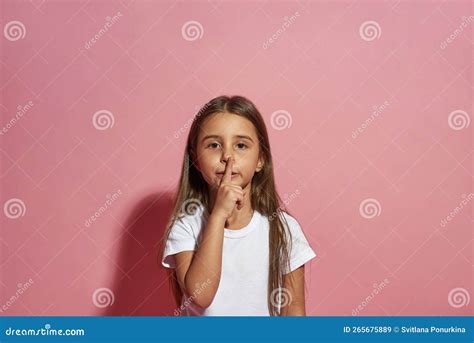 Girl Showing Silence Gesture And Looking At Camera Stock Image Image