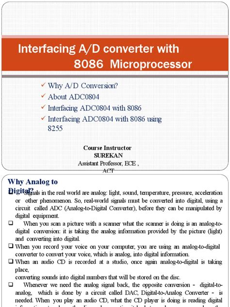 Interfacing An Adc0804 Analog To Digital Converter With An 8086