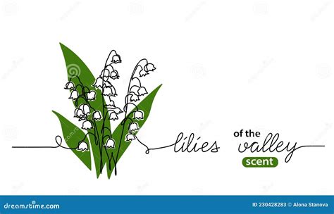 Lilies Of The Valley Flowers One Line Art Drawing Simple Vector Line