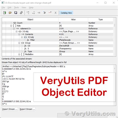 Veryutils Pdf Object Editor Is A Low Level Pdf Editor Veryutils