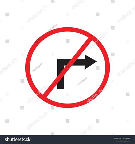 No Right Turn Signs On Road Stock Vector Royalty Free 2187399901