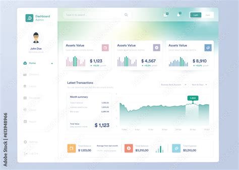 infographic dashboard ui design with graphs charts and diagrams web interface template for