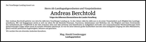 Todesanzeigen Von Andreas Berchtold Todesanzeigen Vorarlberger Nachrichten