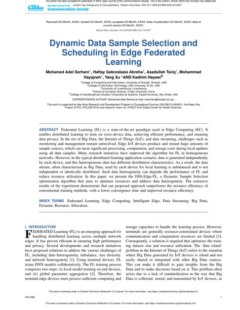 Pdf Dynamic Data Sample Selection And Scheduling In Edge Federated Learning