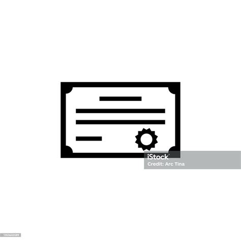 스탬프가 있는 수상자 인증서 또는 졸업장 플랫 벡터 아이콘 그림입니다 흰색 배경에 간단한 검은 기호 웹 및 모바일 Ui 요소에 대한 스탬프 사인 디자인 템플릿이 있는 인증서