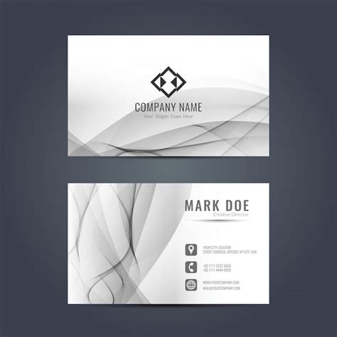 Free Vector Gray Corporate Card With Wavy Shapes
