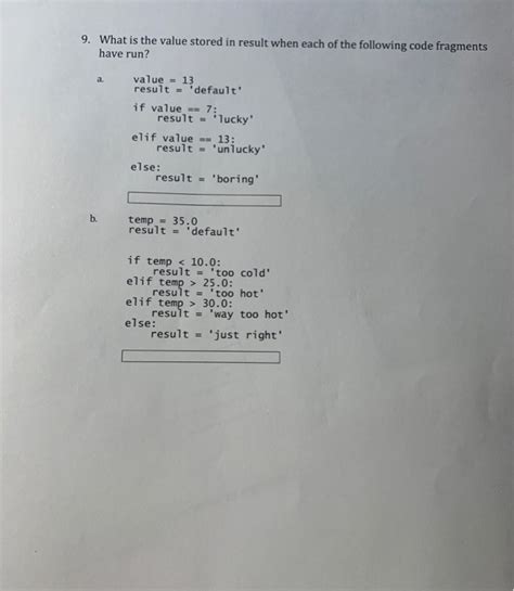 Solved 9 What Is The Value Stored In Result When Each Of