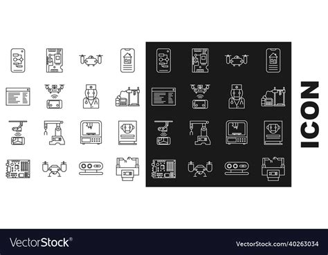 Set Line Assembly Line User Manual 3d Printer Vector Image