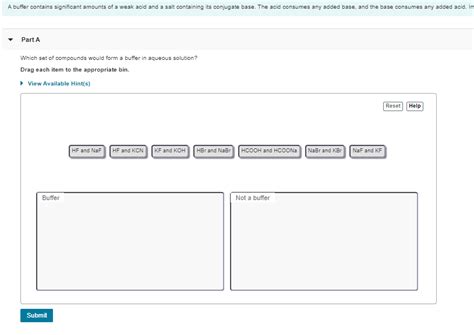 Solved A Buffer Contains Significant Amounts Of A Weak Acid