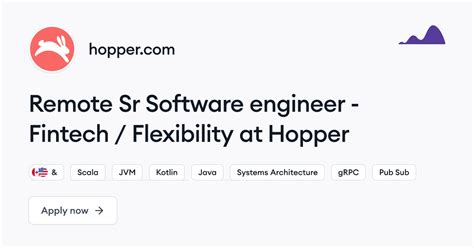 Remote Sr Software Engineer Fintech Flexibility Job At Hopper